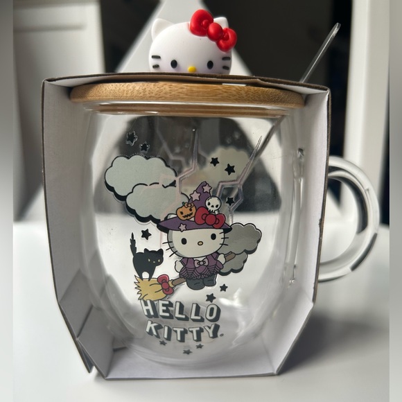 Sanrio | Dining | Hello Kitty Halloween Witch Cat Clear Mug With Topper ...